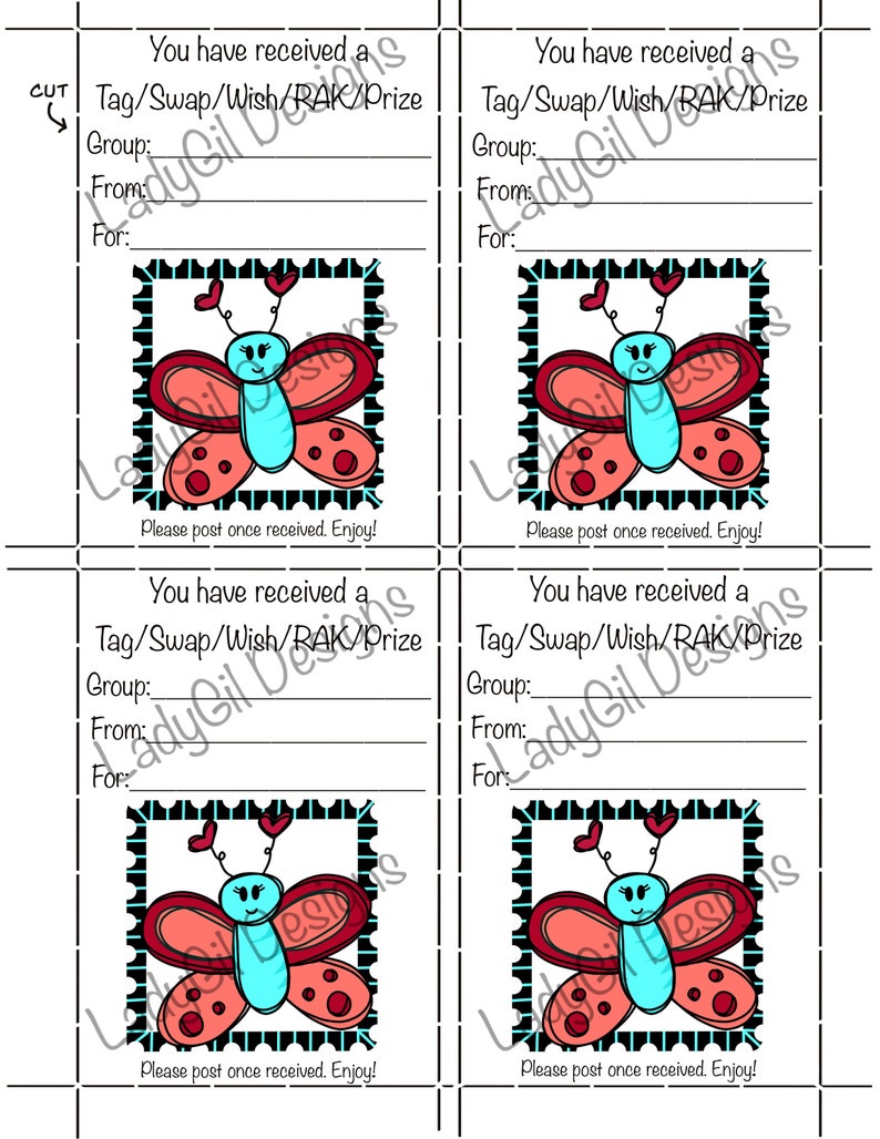 Happy Mail Swap Insert Tag/swap/wish/rak/prize/butterfly Digital ...