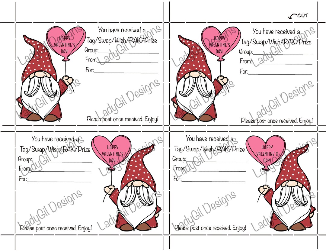 Happy Mail Swap Insert Tag/swap/wish/rak/prize/valentine Gnome Digital ...