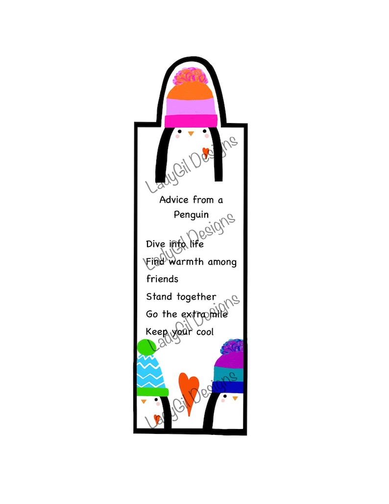 Winter Penguin Bookmark - Instant Download - Etsy