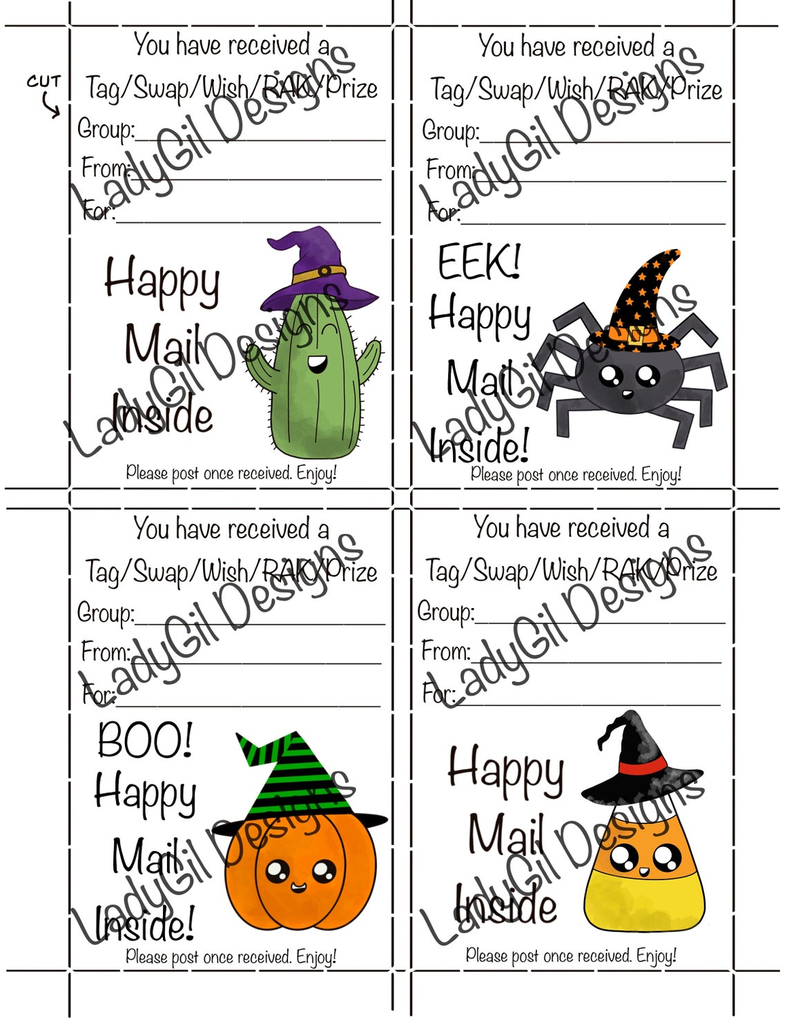 Happy Mail Swap Insert- Halloween Tag/swap/wish/rak/prize Digital ...