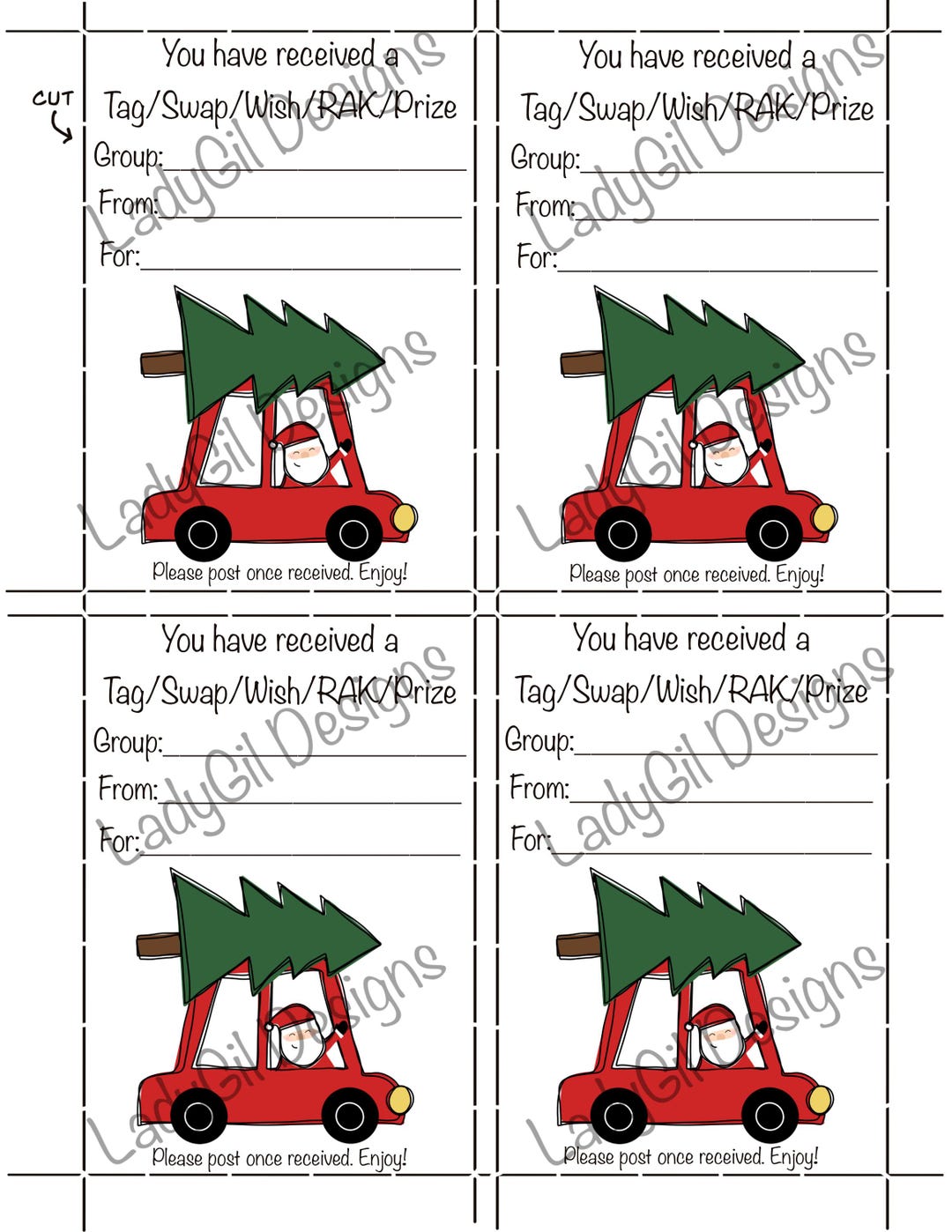 Happy Mail Swap Insert- Santa and Tree/swap/wish/rak/prize Digital ...