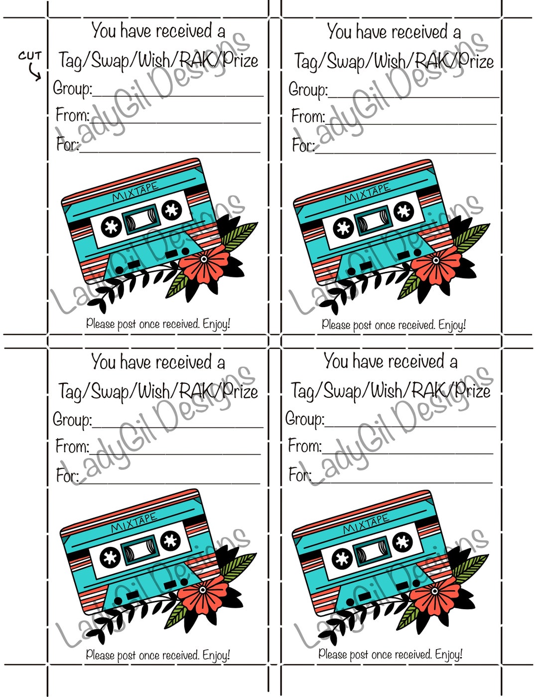 Happy Mail Swap Insert Tag/swap/wish/rak/prize/color Mixtape Digital ...