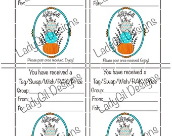 Happy Mail Swap Tags RAK Prize Gift Fall Printable Autumn Pen Pal ...