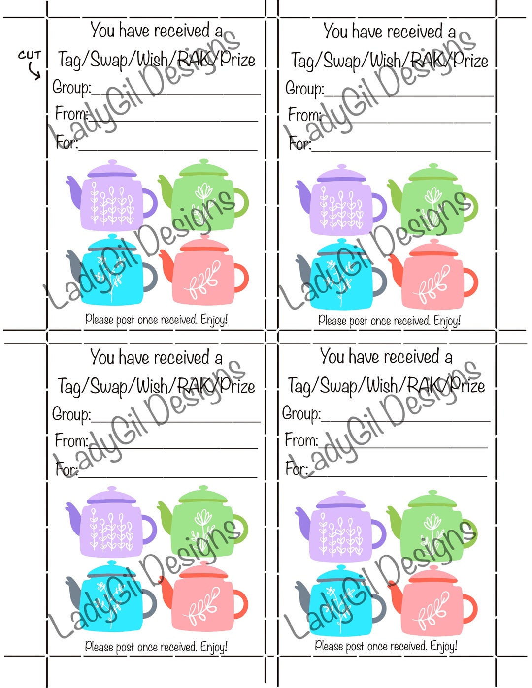 Happy Mail Swap Insert Tag/swap/wish/rak/prize/teapots Digital Download ...