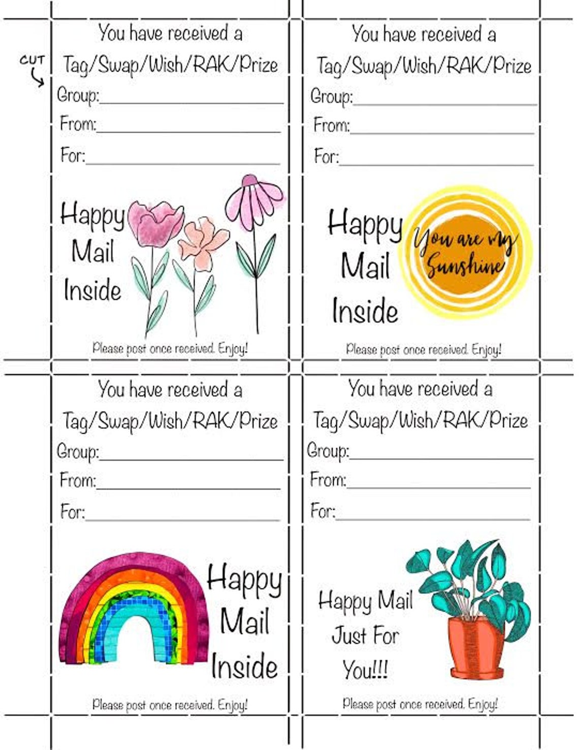 Happy Mail Swap Insert Tag/Swap/Wish/RAK/Prize Digital | Etsy