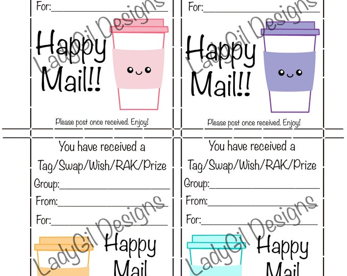 Happy Mail Swap Insert Tag/swap/wish/rak/prize Coffee Digital Download ...