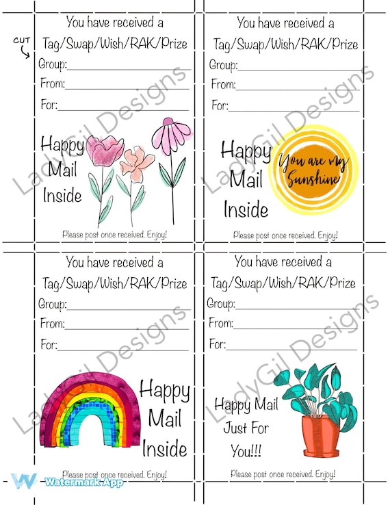 Happy Mail Swap Insert Tag/swap/wish/rak/prize Digital - Etsy