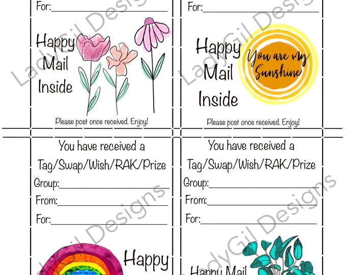 Happy Mail Swap Insert Tag/swap/wish/rak/prize Digital Download - Etsy