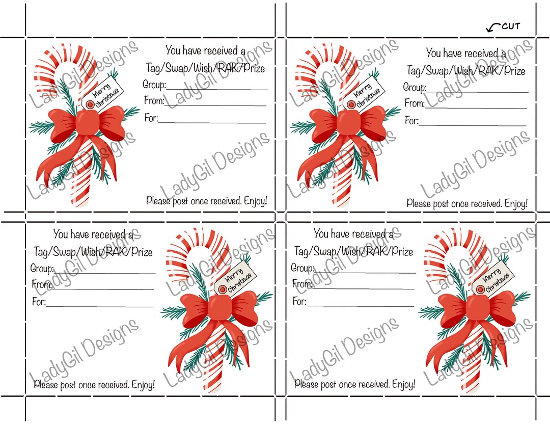 Happy Mail Swap Insert Tag/swap/wish/rak/prize/candycane Digital ...