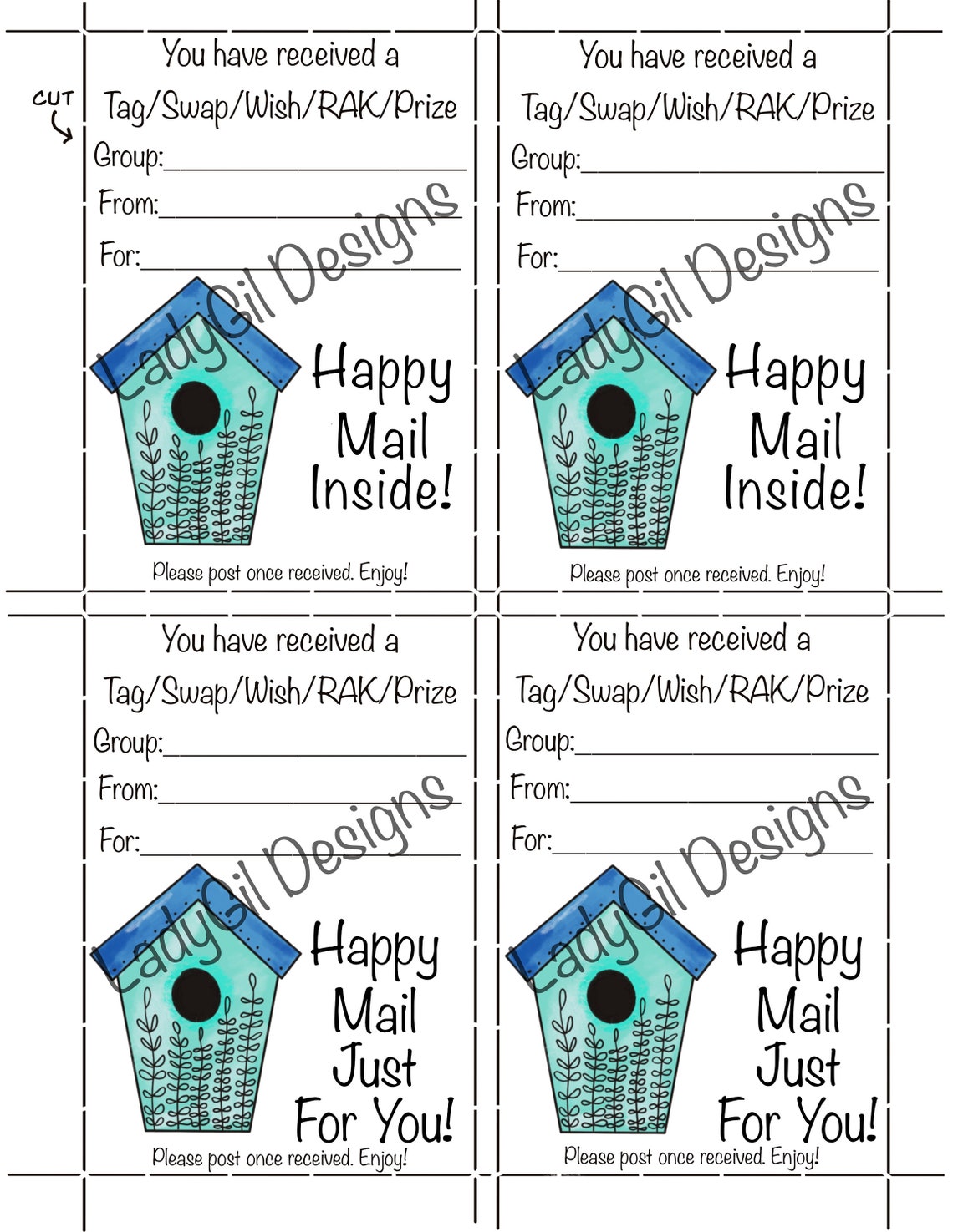 Happy Mail Swap Insert Tag/swap/wish/rak/prize Digital Download - Etsy