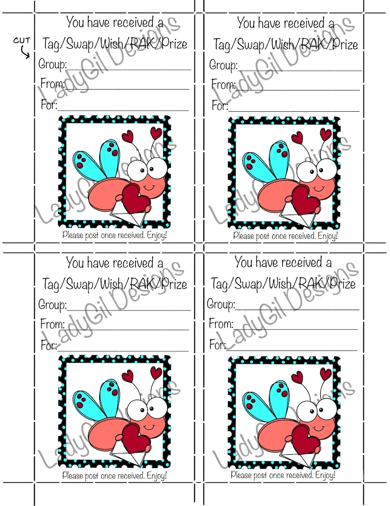 Happy Mail Swap Insert Tag/swap/wish/rak/prize/bug Digital Download - Etsy