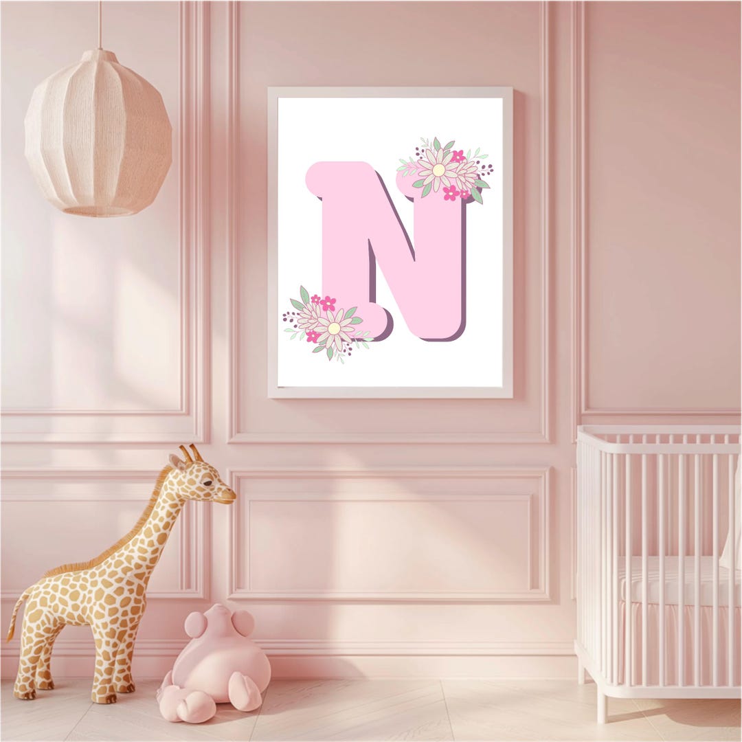 Floral Letter N Wall Art - Etsy