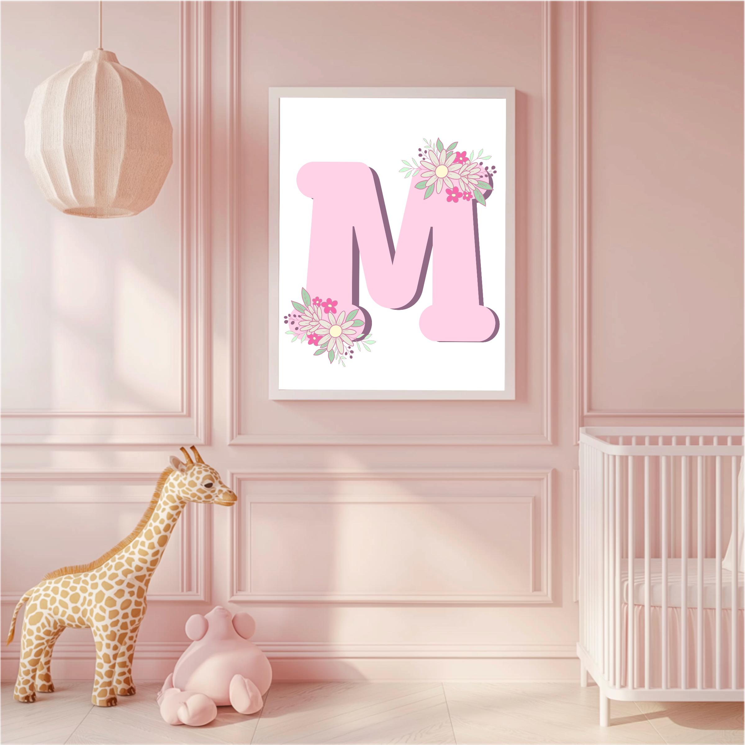 Floral Letter M Wall Art - Etsy
