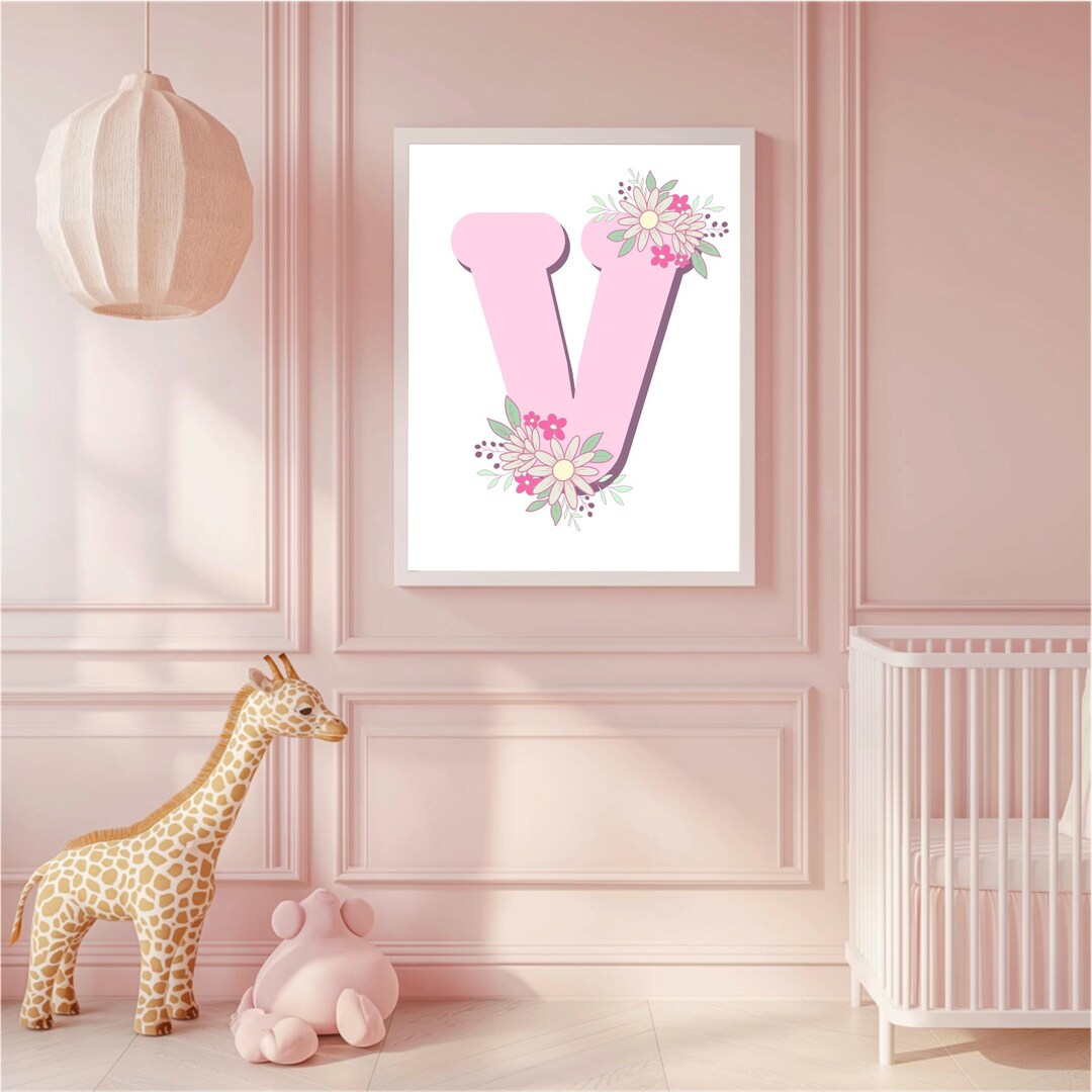 Floral Letter V Wall Art - Etsy