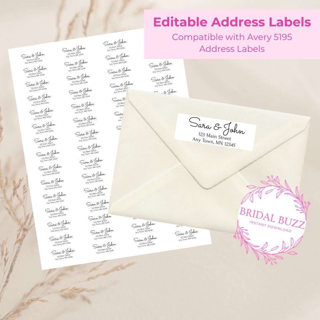 Return Address Labels, 2/3 X 1 2/4 Self-editable Avery Labels 5195 ...