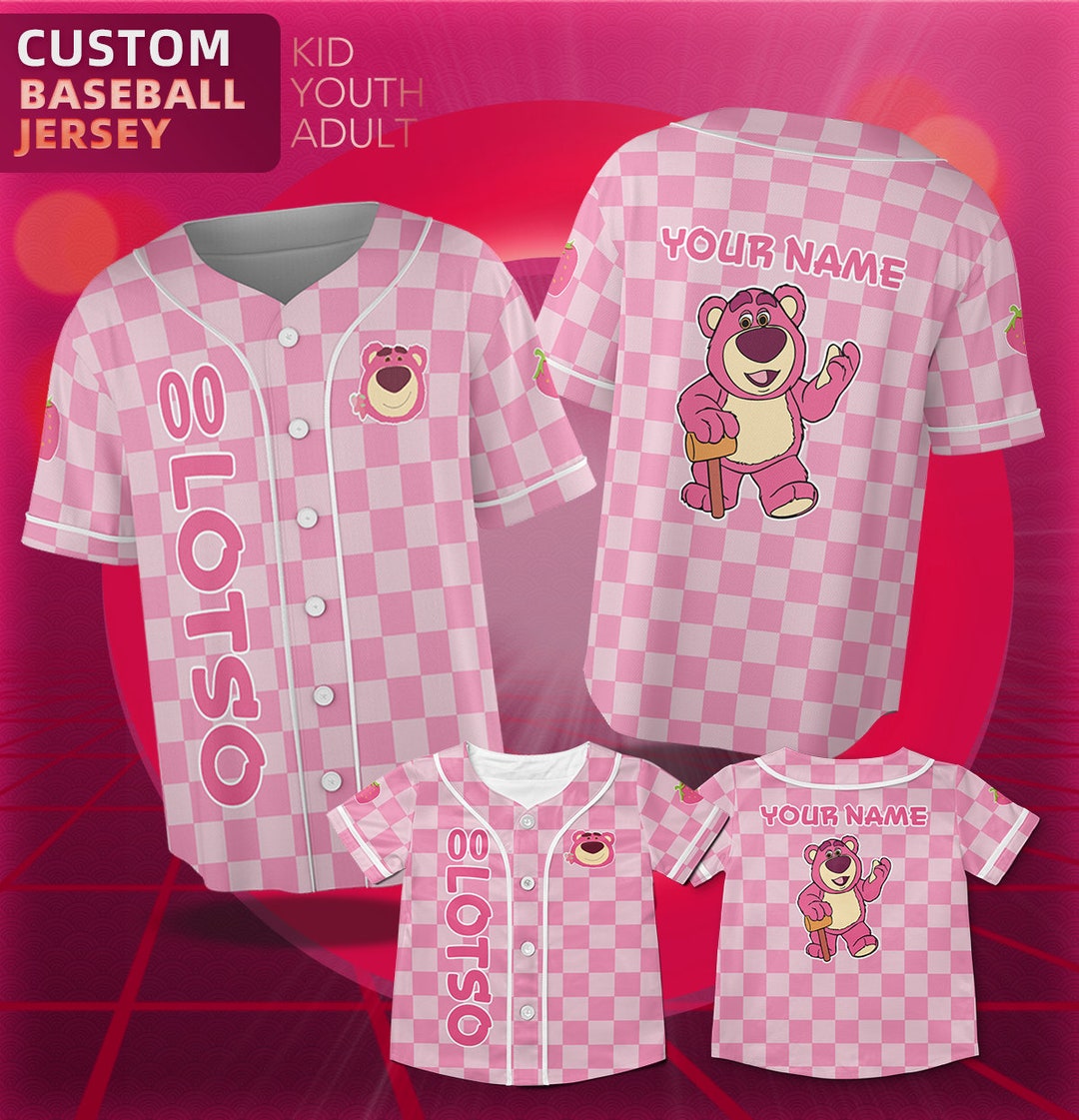 Custom Lotso Bear Toy Story Jersey Team, Strawberry Bear Baseball ...