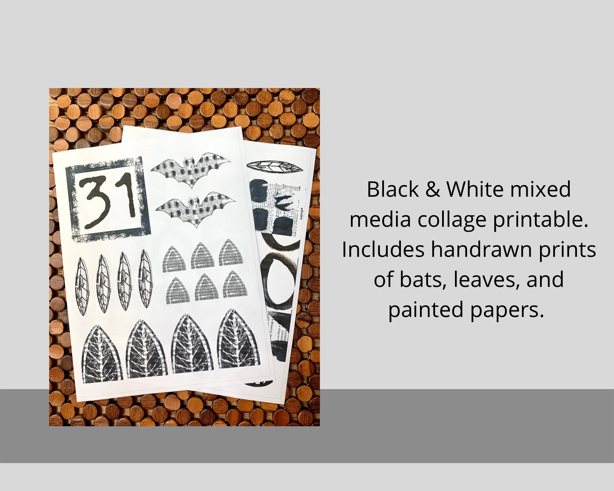 Black & White Collage Printable Mixed Media Printable Fall - Etsy