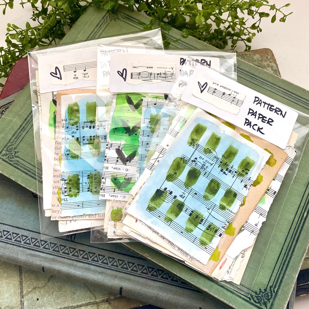 Painted Pattern Paper Collage Paper Mixed Media Kit Art - Etsy