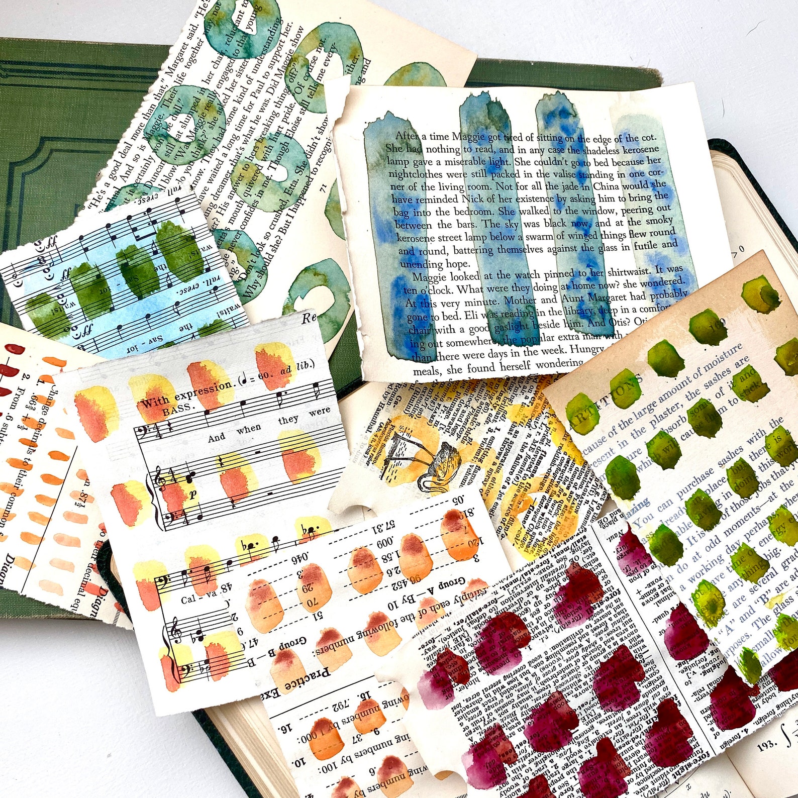 Painted Pattern Paper Collage Paper Mixed Media Kit Art - Etsy