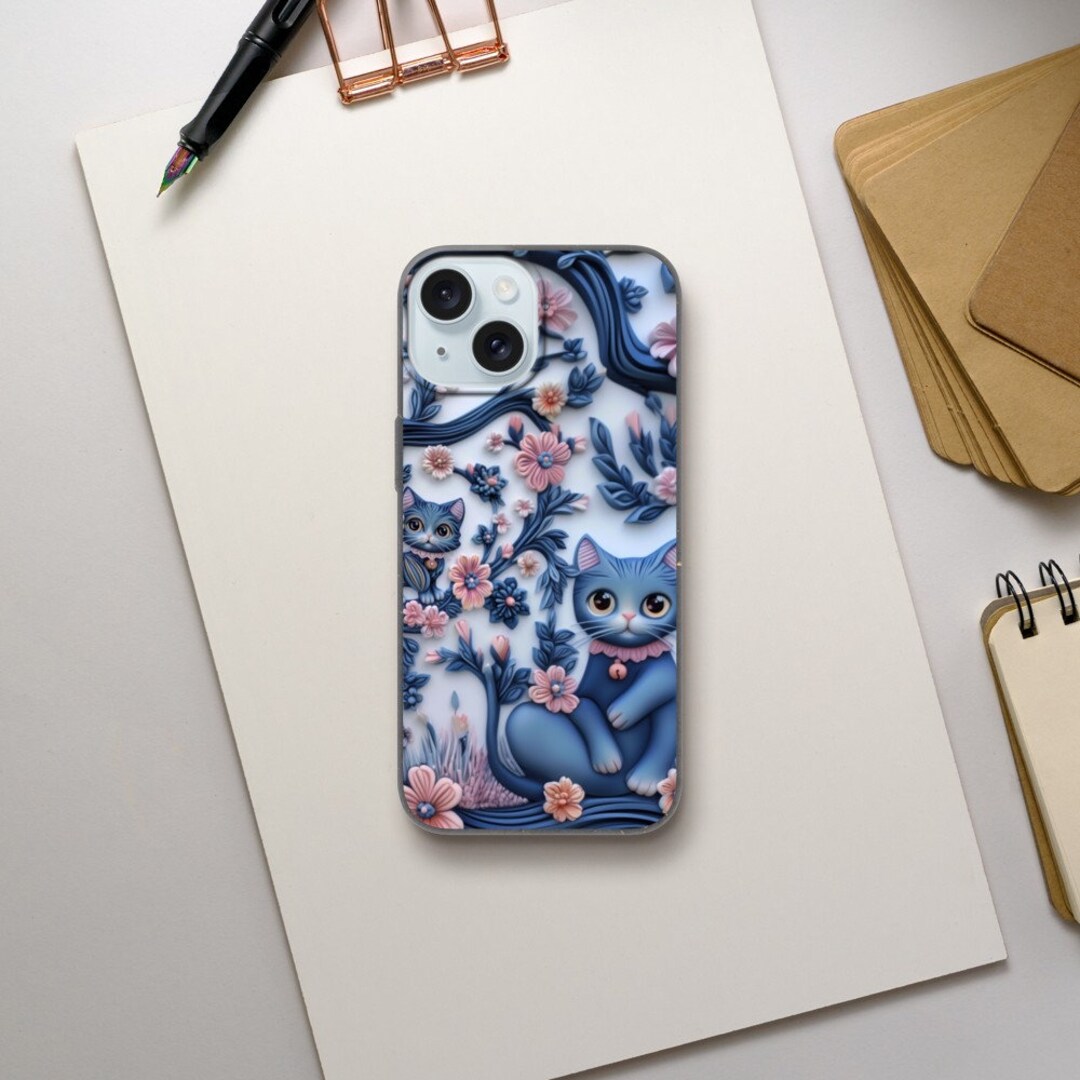 3d Cat Textured Phone Case - Etsy
