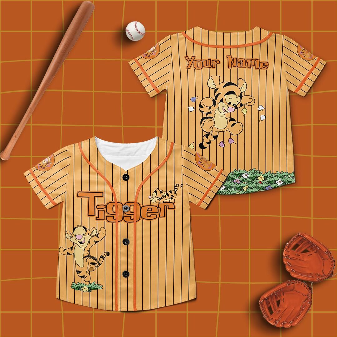 Custom Tigger in Winnie the Pooh Baseball Jersey, Tigger Jersey Shirt ...