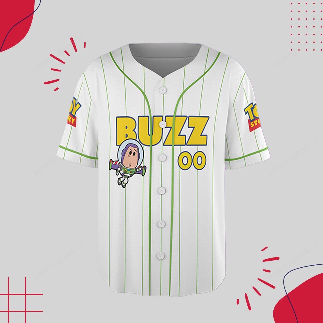 Custom Buzz Lightyear in Toy Story White Stripe Baseball Jersey, Buzz ...