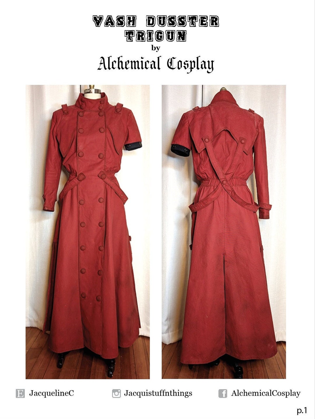 Trigun 98 Vash Duster - COSPLAY - Digital Download PDF Sewing Pattern ...