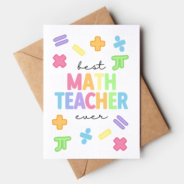 Math Teacher Thank You Card - Etsy