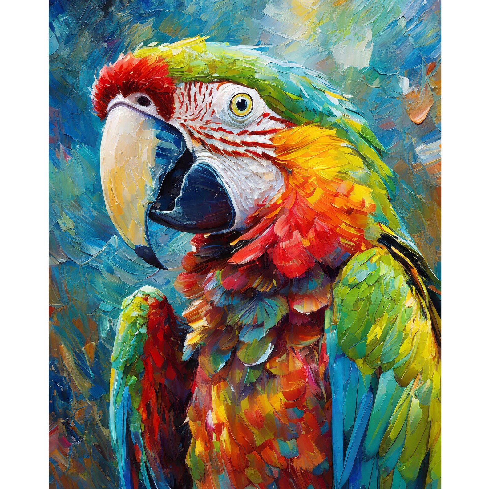 Vibrant Macaw Parrot Portrait - Digital Art Print - Colorful Bird Decor ...