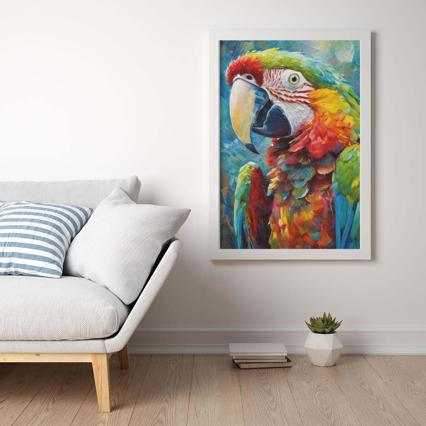 Vibrant Macaw Parrot Portrait - Digital Art Print - Colorful Bird Decor ...