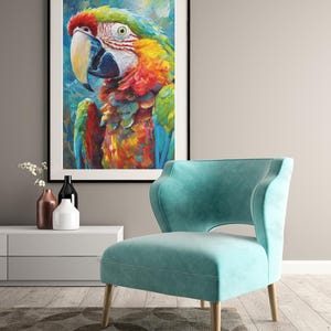 Vibrant Macaw Parrot Portrait - Digital Art Print - Colorful Bird Decor ...