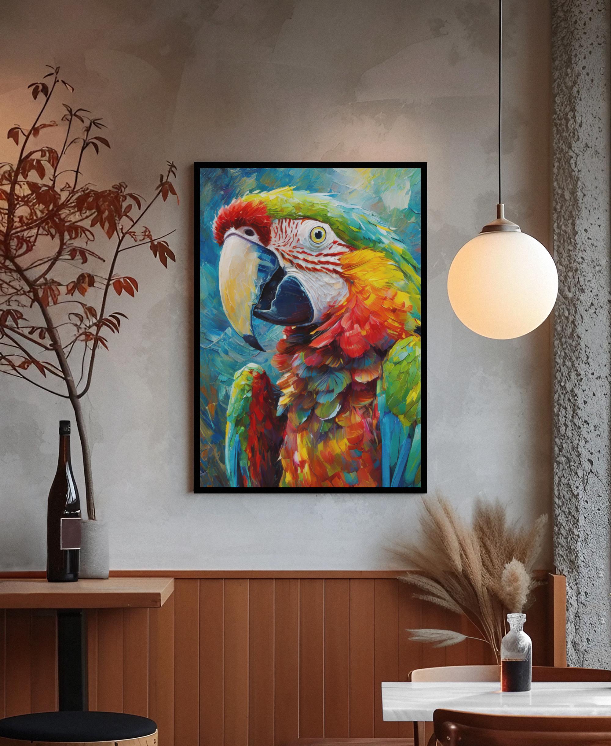 Vibrant Macaw Parrot Portrait - Digital Art Print - Colorful Bird Decor ...