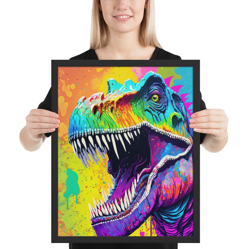 Framed Poster T-rex, Dinosaur Art, Psychedelic Art, Grunge Art ...