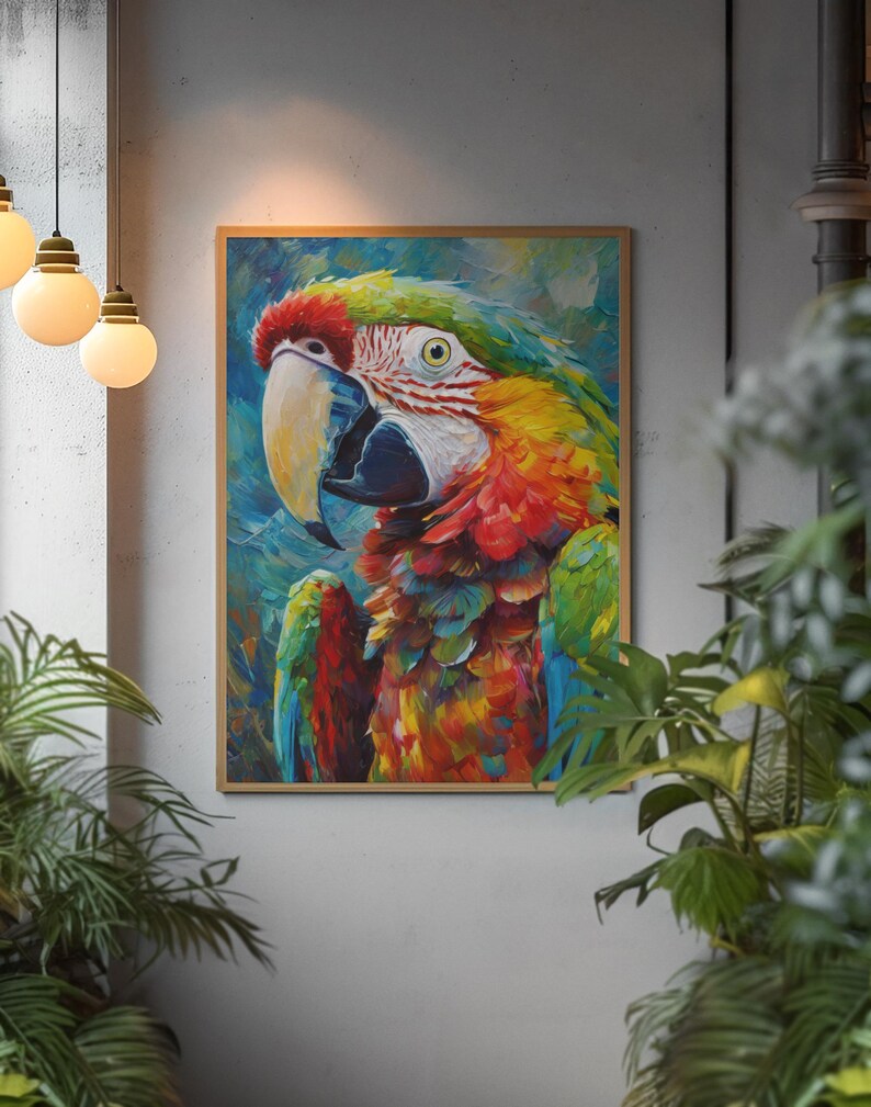 Vibrant Macaw Parrot Portrait - Digital Art Print - Colorful Bird Decor ...