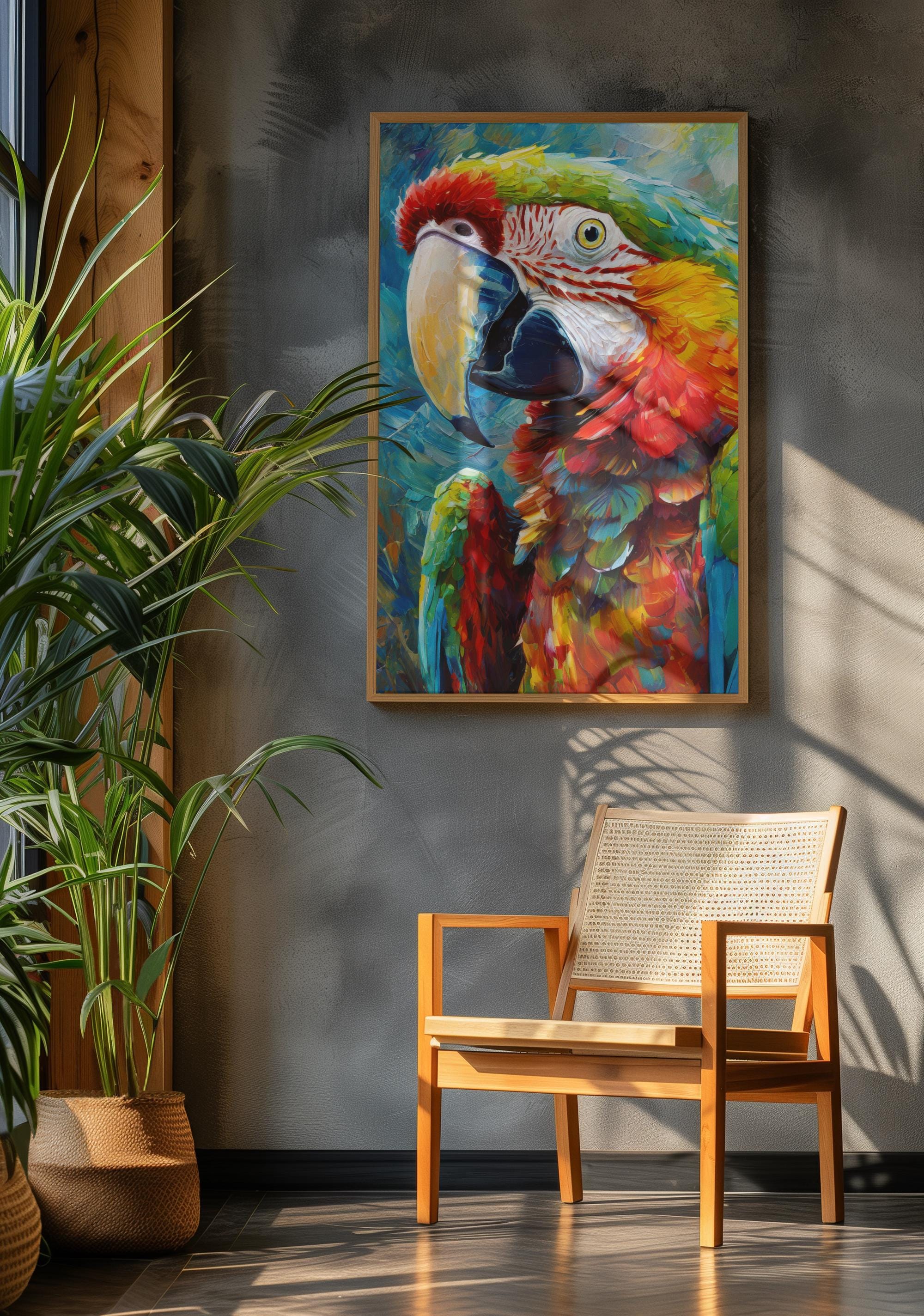 Vibrant Macaw Parrot Portrait - Digital Art Print - Colorful Bird Decor ...