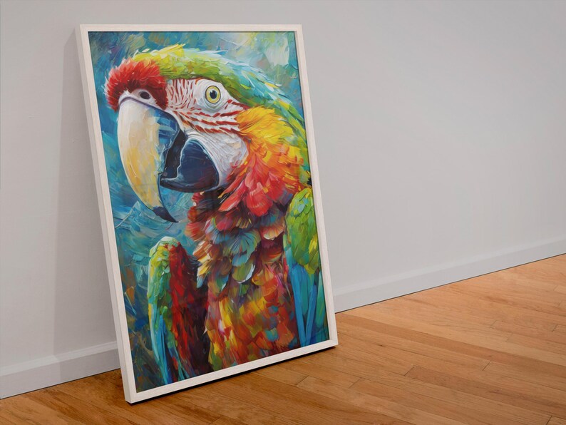 Vibrant Macaw Parrot Portrait - Digital Art Print - Colorful Bird Decor ...