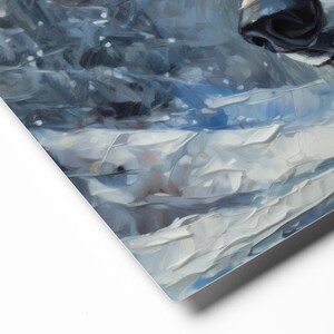 Beautiful Grey Wolf Fine Art Metal Print - Vibrant Oil Painting, Winter ...