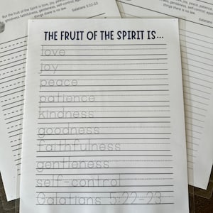 Fruit of the Spirit Copy Work, Printable - Etsy