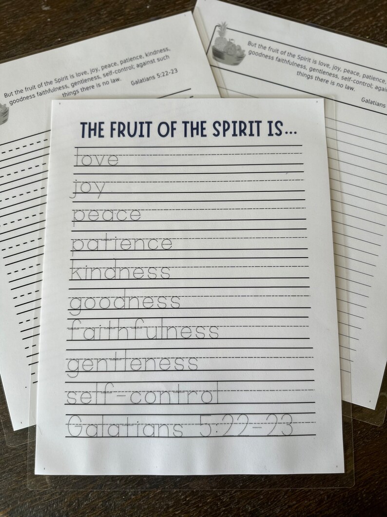 Fruit of the Spirit Copy Work, Printable - Etsy