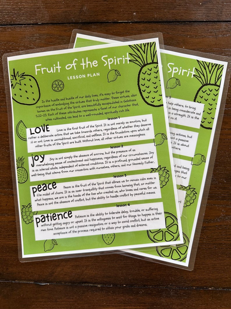 Fruit of the Spirit Match Card Game, Bible Activity, (printable) - Etsy
