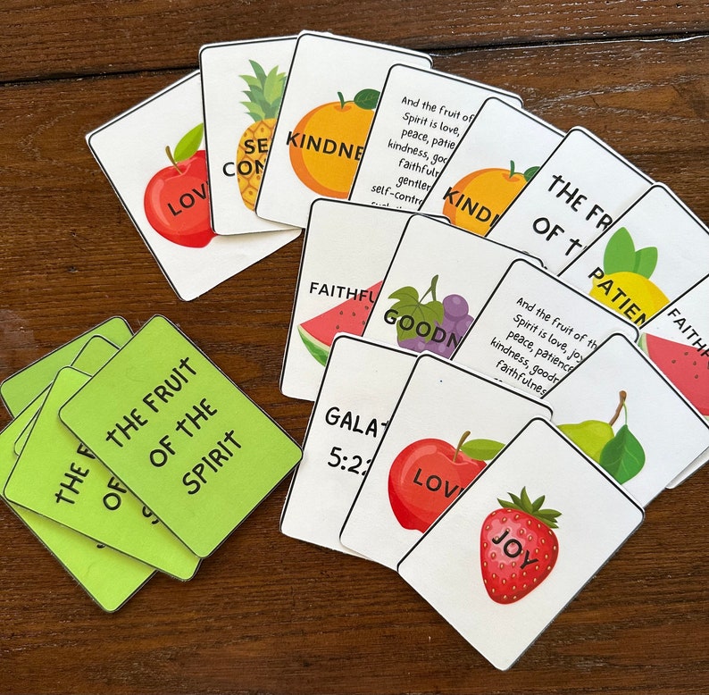 Fruit of the Spirit Match Card Game, Bible Activity, Learning ...