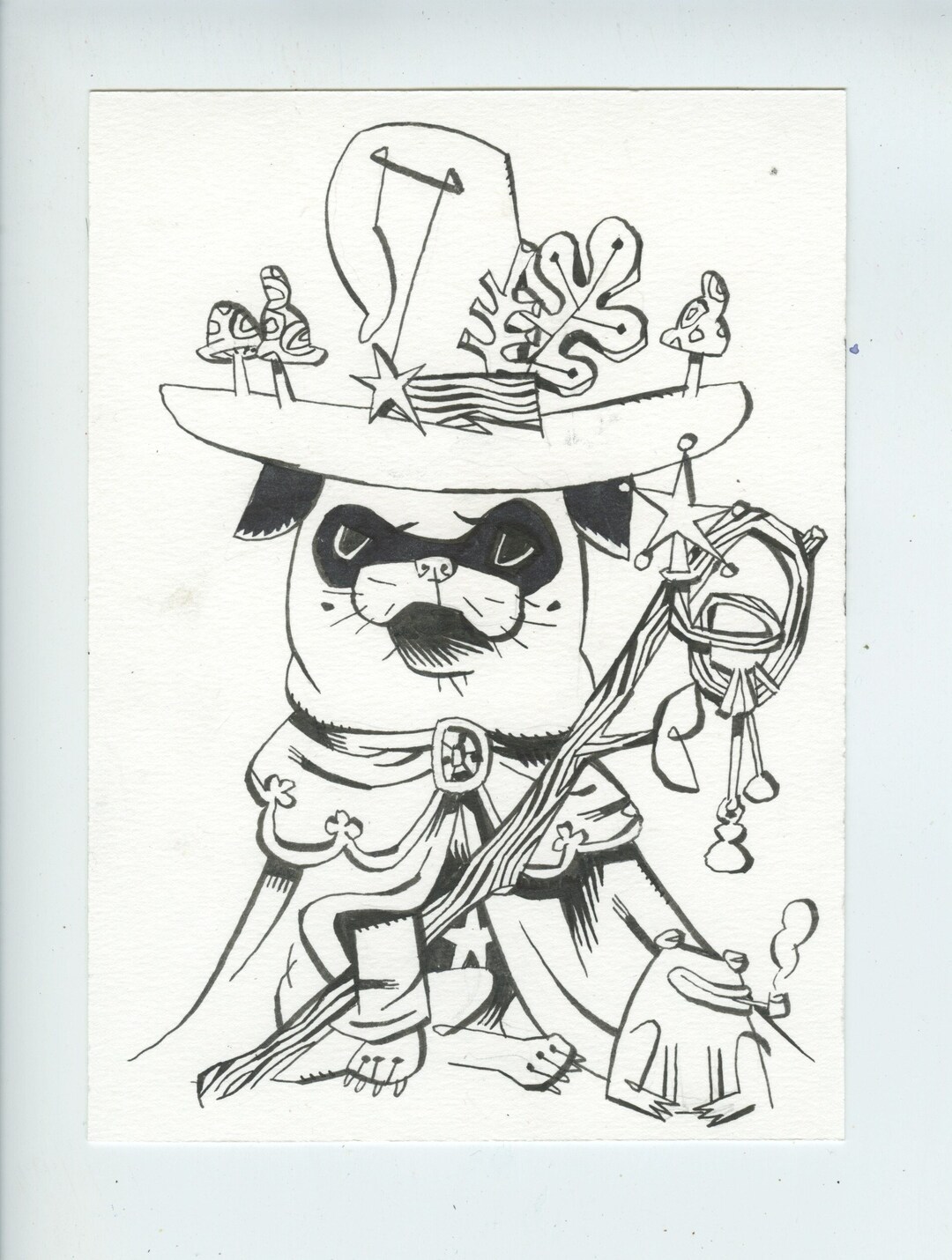 Witch Pug – Ink Drawing - Etsy