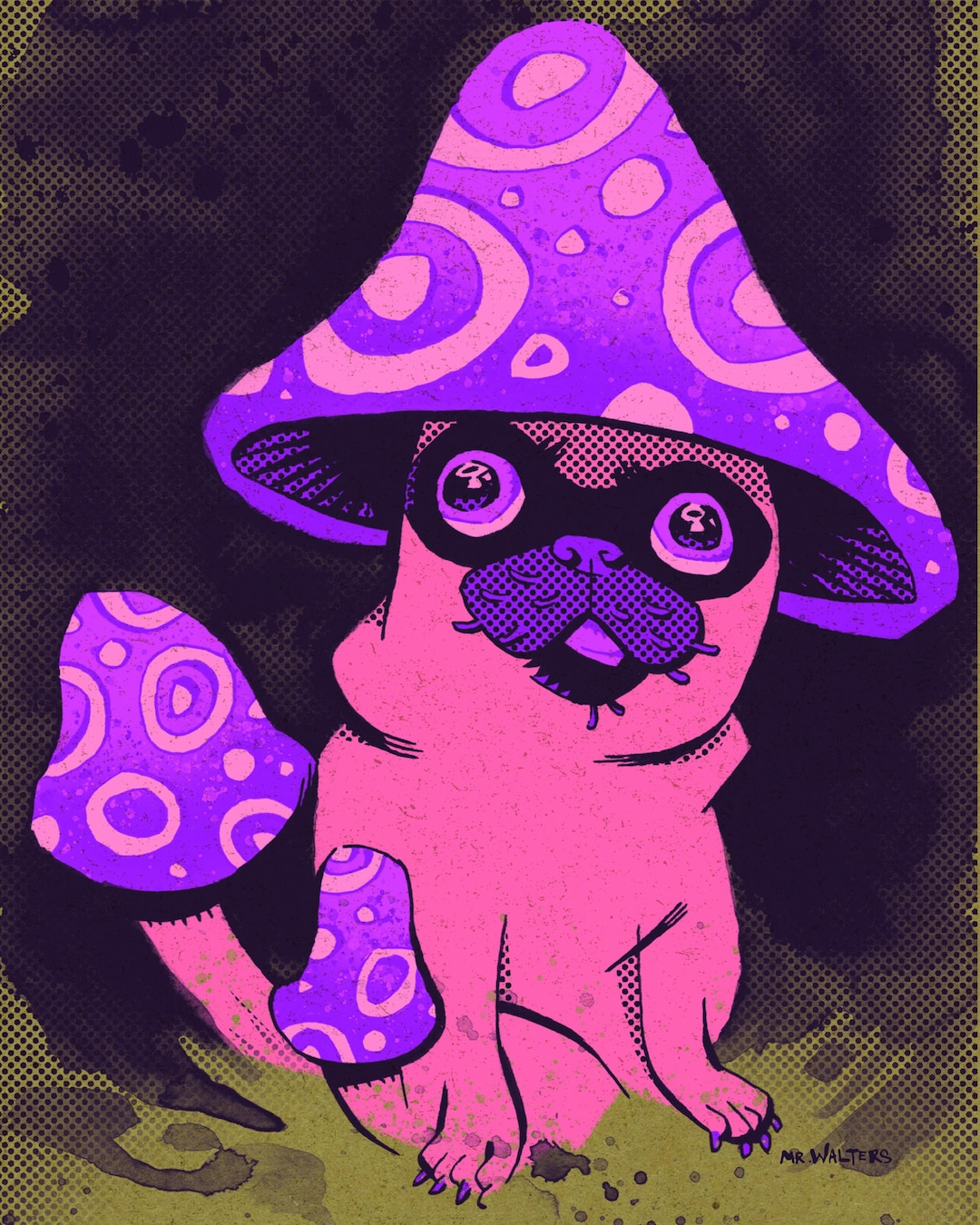 Mushroom Pug – Art Print - Etsy