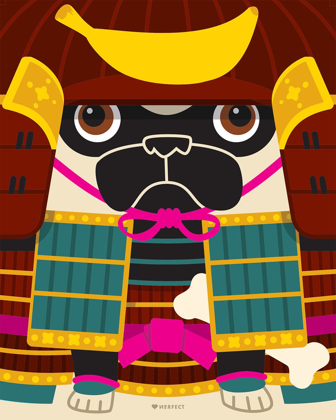 Samurai Pug Art Print - Etsy