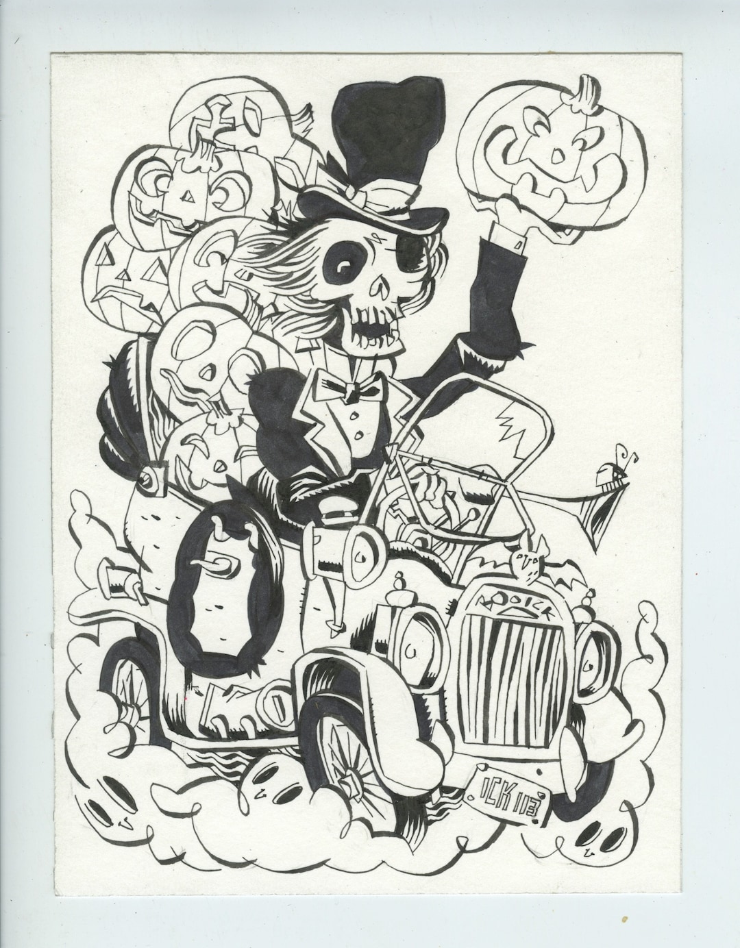Haunted Jalopy – Ink Drawing - Etsy