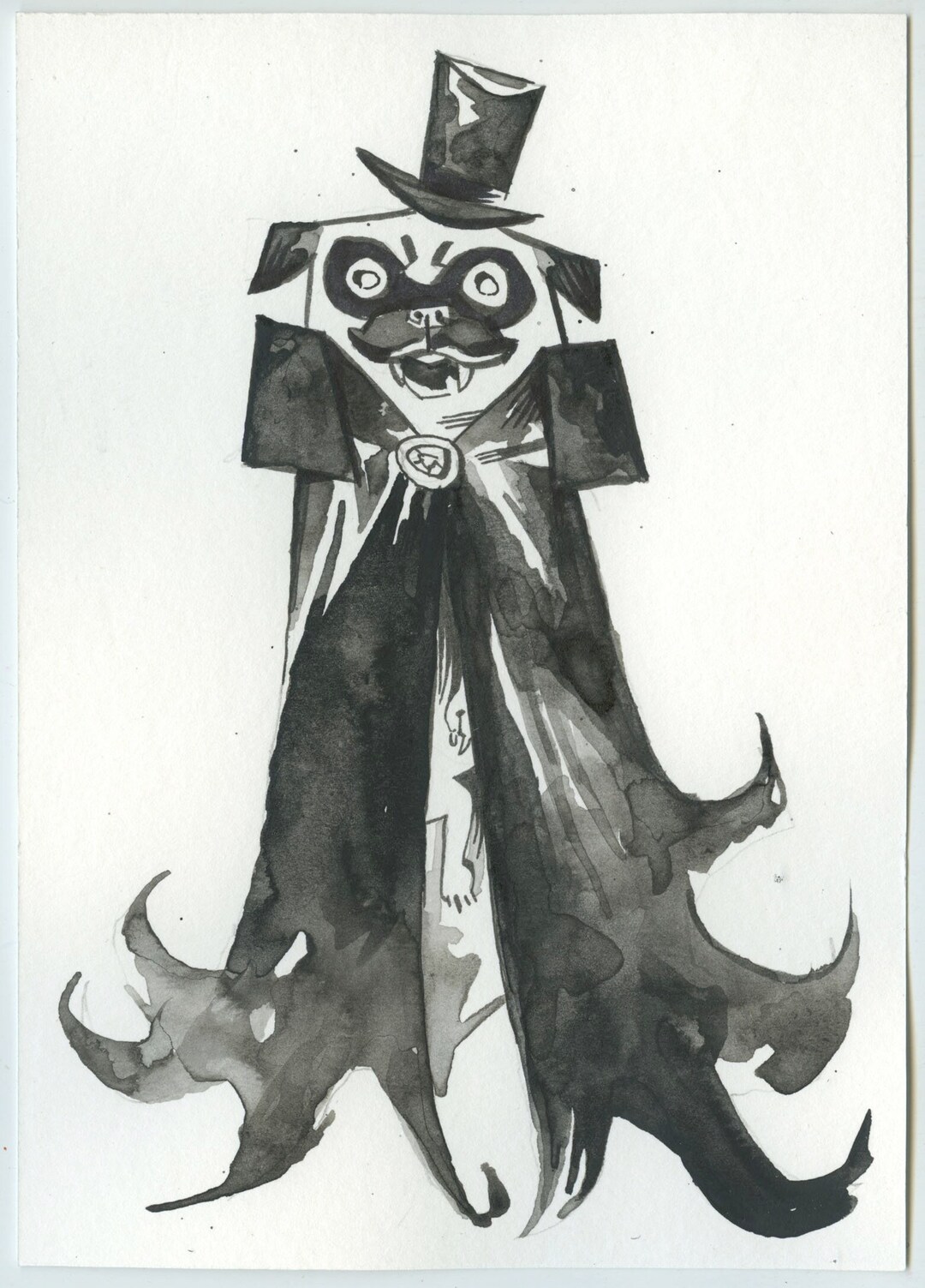 Vampire Pug – Ink Drawing - Etsy