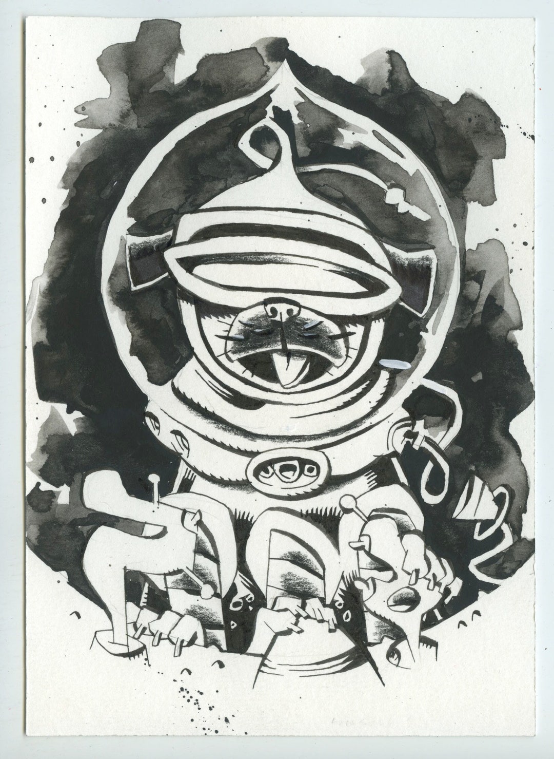 Extraterrestrial Pug – Ink Drawing - Etsy