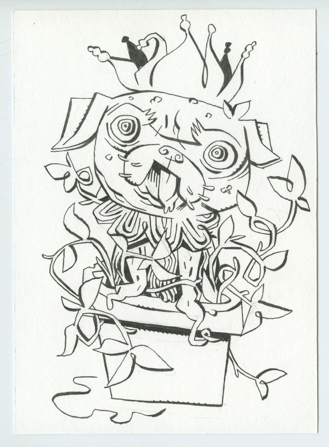 Botanical Beast – Ink Drawing - Etsy