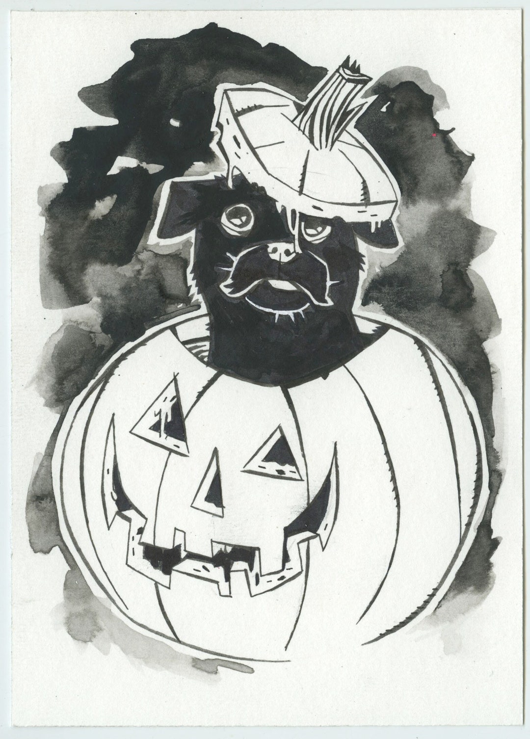 Pug O Lantern – Ink Drawing - Etsy
