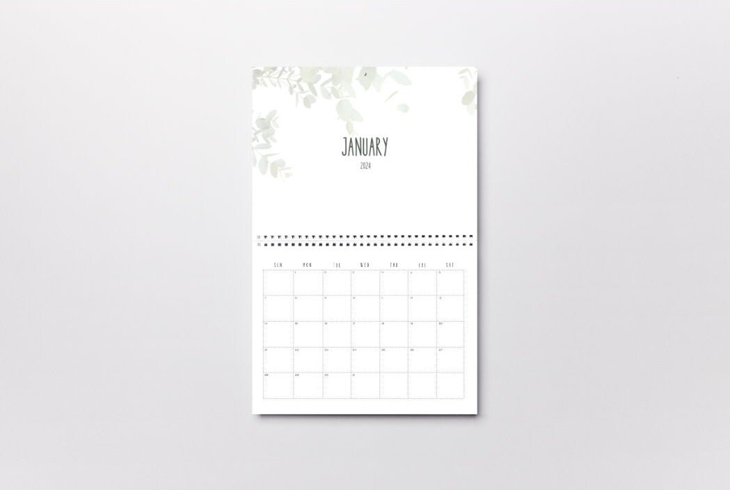 2024 Eucalyptus Wall Calendar Template - Etsy